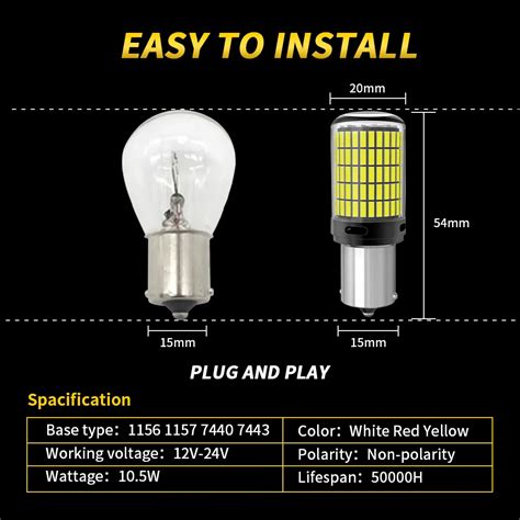 1156 Ba15s P21w And 1157 Bay15d Canbus Car Led Bulbs For Rear Brake