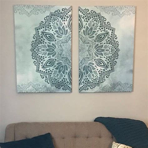 Gray Mandala Wall Art Set Of 2 Prints Boho Wall Decor Bedroom Living