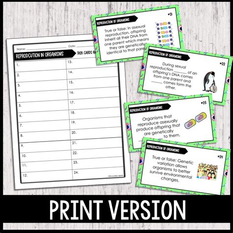 Asexual Vs Sexual Reproduction Task Cards Secondary Sparks