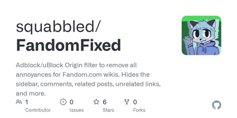 Github Squabbledfandomfixed Adblockublock Origin Filter To Remove All Annoyances For Fandom