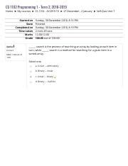 CS 1102 Self Quiz Unit 7 Pdf CS 1102 Programming 1 Term 2 2018 2019 Home My Courses CS