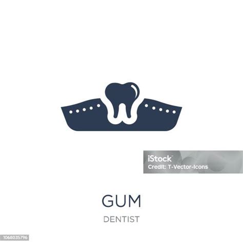 껌 아이콘입니다 치과 컬렉션에서 흰색 배경에 유행 평면 벡터 껌 아이콘 기포에 대한 스톡 벡터 아트 및 기타 이미지 기포 꼼짝 못하는 끈적거리는 Istock