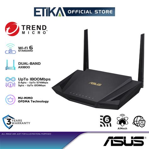 Asus Rt Ax U Ax Dual Band Wifi Router With Aiprotection Pro Network Security Lazada
