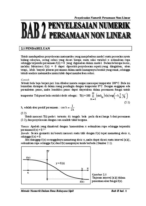 Pdf Penyelesaian Numerik Persamaan Non Linear