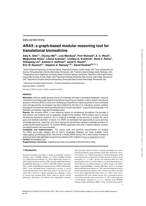 Pdf Arax A Graph Based Modular Reasoning Tool For Translational Biomedicine