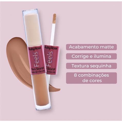 Corretivo Duo Sculpt Feels Ruby Rose Corretivo Contorno Ruby Rose Selecione A Cor Desejada