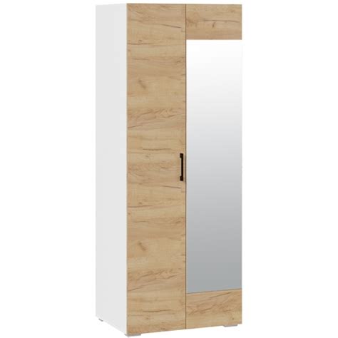 Шкаф для одежды ТРИЯ Нео 2 х дверный с зеркалом Белый Дуб крафт золотой Дуб крафт золотой