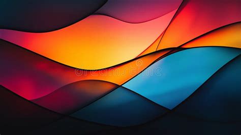 Abstract Waves Of Color Featuring Red Yellow And Blue Fluid Shapes With Soft Gradients Stock