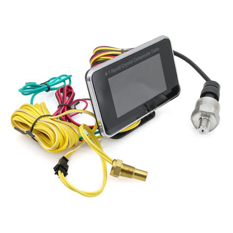 4 In 1 Lcd 자동차 디지털 게이지 전압계 오일 압력 수온 측정기 오일 압력 센서 온도 센서 자동차 트럭용 1 8npt 12 24v 인테리어 부품