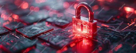 Cybersecurity Concept With Glowing Lock On Circuit Board Representing Mitigating Risks In