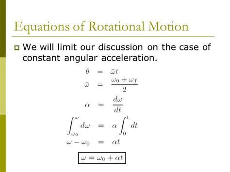 Rotational Motion Equations