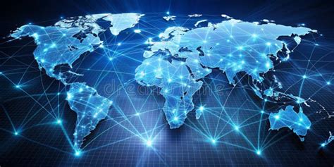 Global Network Connection Digital World Map Illustration Stock