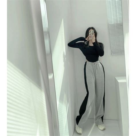 당일발송 범고래 와이드 배색팬츠 에이블리