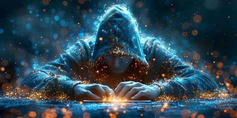 Futuristic Hacker On A Mission To Combat Bugs And Errors In A Network Concept Futuristic Hacking