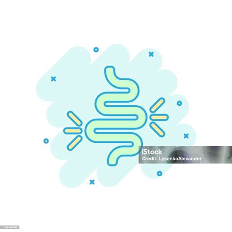 만화 스타일의 장 변비 아이콘 백색 고립 된 배경에 대장염 벡터 만화 그림입니다 위 비즈니스 컨셉 스플래시 효과 건강관리와 의술에 대한 스톡 벡터 아트 및 기타 이미지
