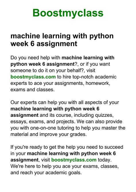 machine learning with python week 6 assignment by boost my class issuu