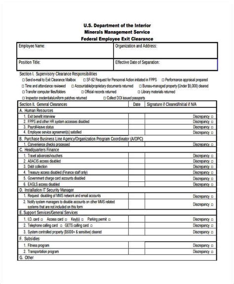 FREE 10 Exit Clearance Form Samples PDF MS Word Google Docs
