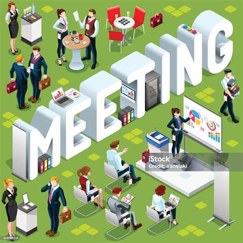 아이소메트릭 사람들이 3d 아이콘 집합 회의 벡터 일러스트 레이 션 고객에 대한 스톡 벡터 아트 및 기타 이미지 고객 모임 사무실 Istock
