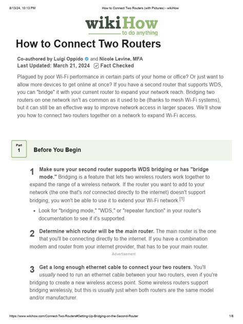 How To Connect Two Routers With Pictures Wikihow Pdf Computer Network Wi Fi