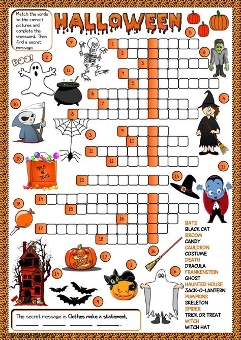 A Halloween Crossword Puzzle With Pumpkins Ghost And Other Things To