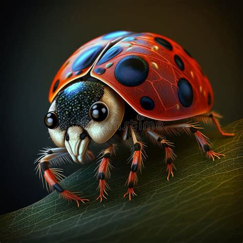 A Ladybug Insect Close Up Image Generative Ai Stock Illustration