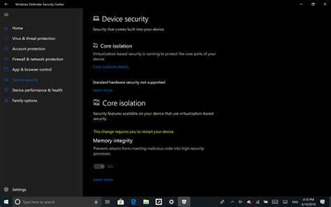 Core Isolation Windows 10