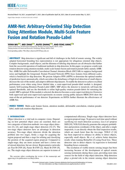 Pdf Amr Net Arbitrary Oriented Ship Detection Using Attention Module