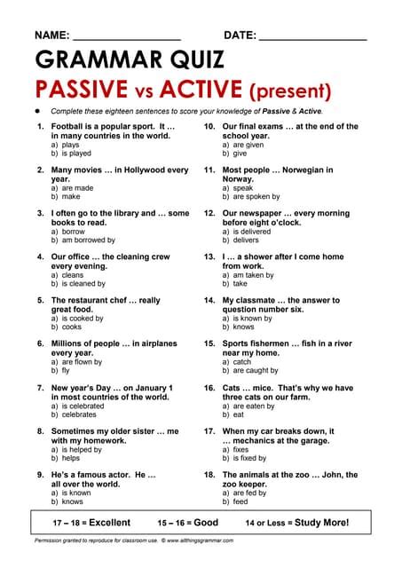 Atg Quiz Passiveactive Pdf Education