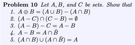 Solved Problem 10 Let A B And C Be Sets Show That 1 Chegg Com