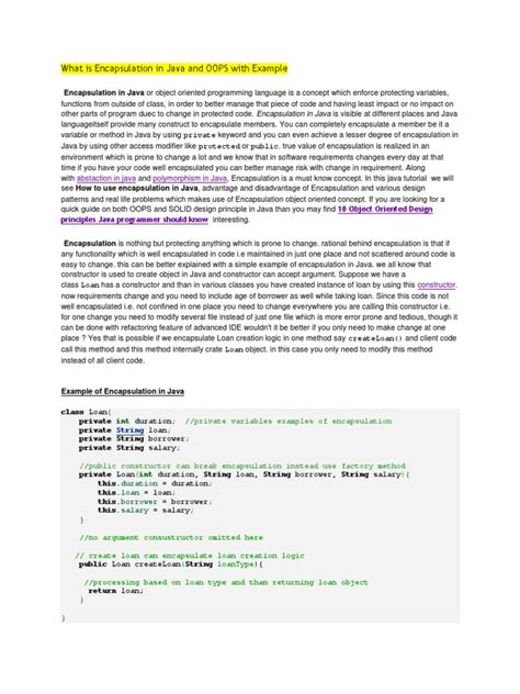 what is encapsulation in java and oops with example pdf method