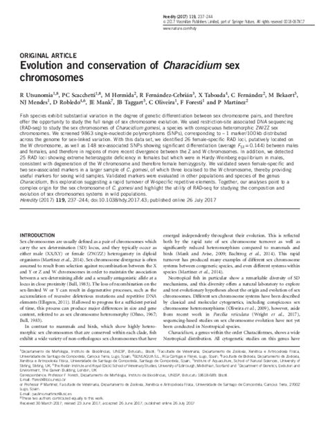 Pdf Evolution And Conservation Of Characidium Sex Chromosomes