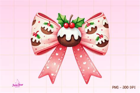 Christmas Pudding Coquette Bow Png Graphic By Jewjewdesign · Creative