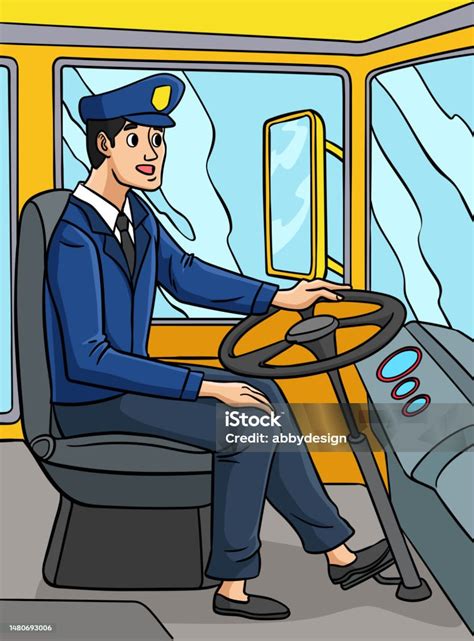 Bus Driver Colored Cartoon Illustration Stock Illustration Download