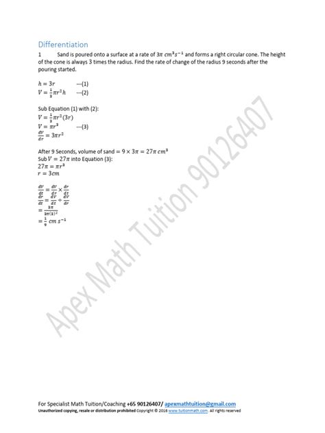Differentiation Ans Pdf Tangent Applied Mathematics