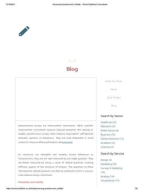 Assessing Questionnaire Validity Select Statistical Consultants Pdf Survey Methodology