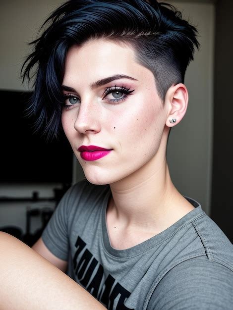 Pelo Corto Con Un Corte Pixie Corto Foto Premium