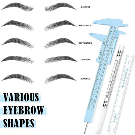 6 Piece Eyebrow Tools Set With Measuring Ruler And Microblading Marker