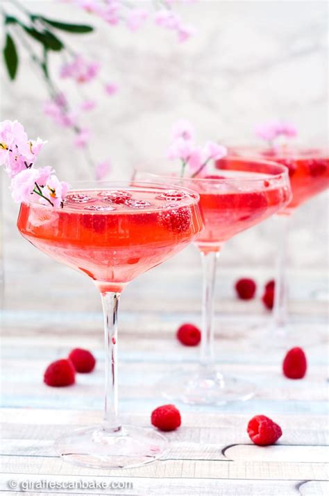 Raspberry Peach Champagne Cocktail A Mothers Day Cocktail