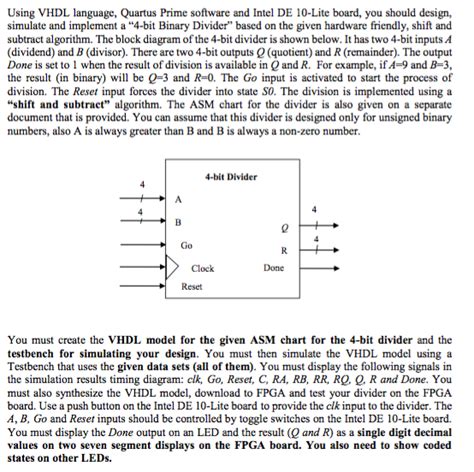 using vhdl language quartus prime software and intel