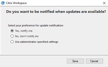 更新 适用于 Windows 的 Citrix Workspace 应用程序