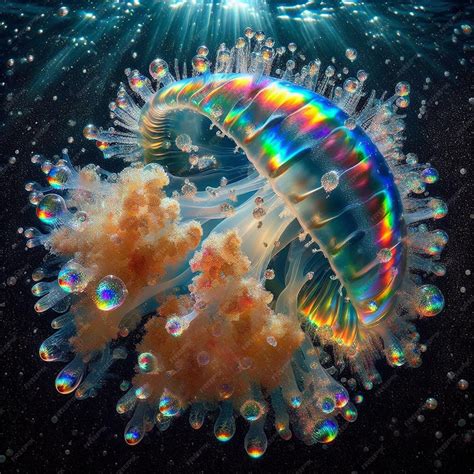Premium Photo A Rainbow Colored Jellyfish Is Shown With The Bubbles
