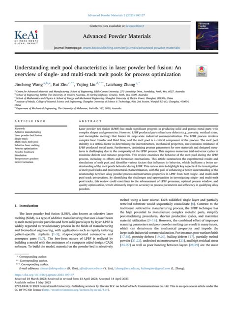 Understanding Melt Pool Characteristics Pdf
