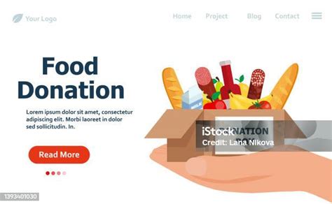 식품 및 식료품 기부 개념 자선 궁핍한 사람들을 위한 음식 기부 자원 봉사는 영양 제품으로 기부합니다 벡터 웹 배너 개념에 대한 스톡 벡터 아트 및 기타 이미지 Istock