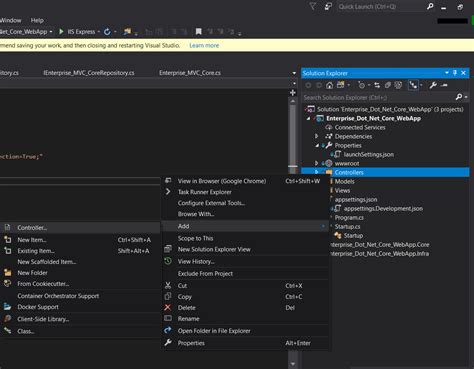 Create Dot Net Core Web App Controller