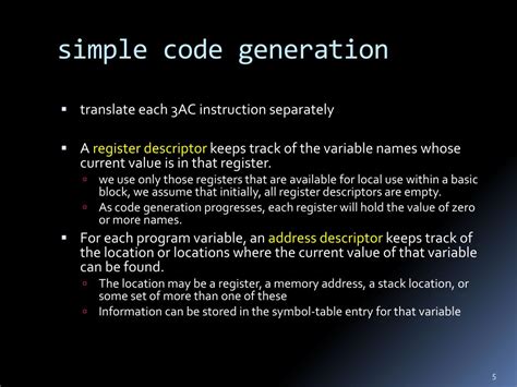 Ppt Simple Code Generation Rules For Efficient Compilation Process
