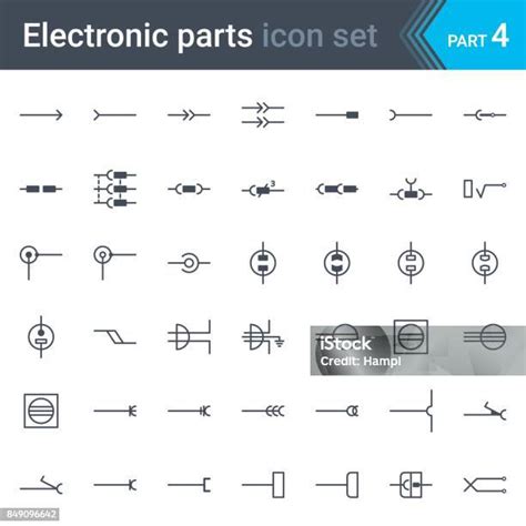 전기 및 전자 회로 다이어그램 기호 집합이 전기 커넥터 소켓 플러그 및 잭 아이콘에 대한 스톡 벡터 아트 및 기타 이미지