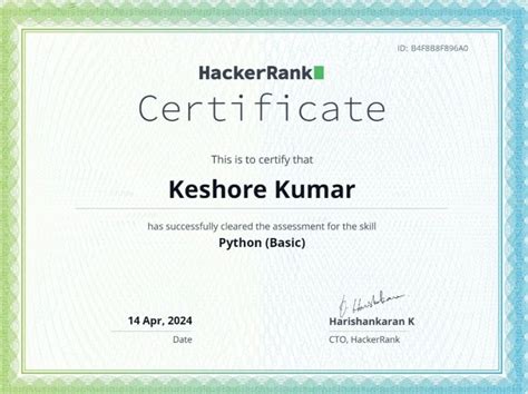 Keshore Kumar On Linkedin Hackerrank Python