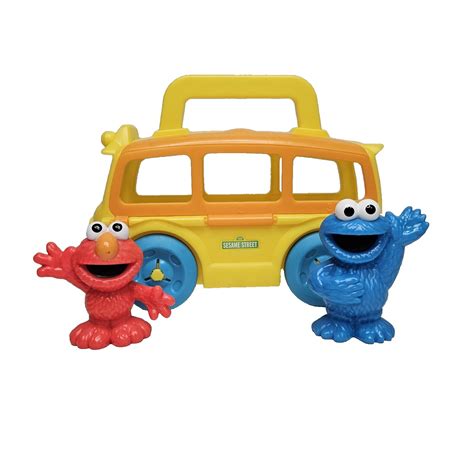 Sesame Street School Bus On The Go Elmo Cookie Monster Carry Handle
