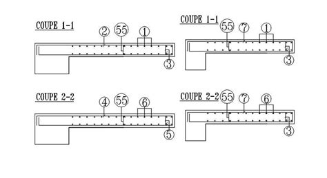 Cross Section 1 And 2 Of The Slab With Reinforcement Details In Autocad 2d Drawing Cad File
