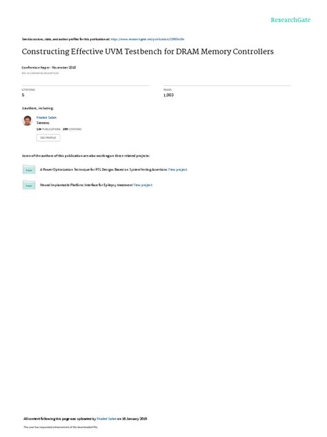 Constructing Effective Uvm Testbench For Dram Memory Controllers Pdf